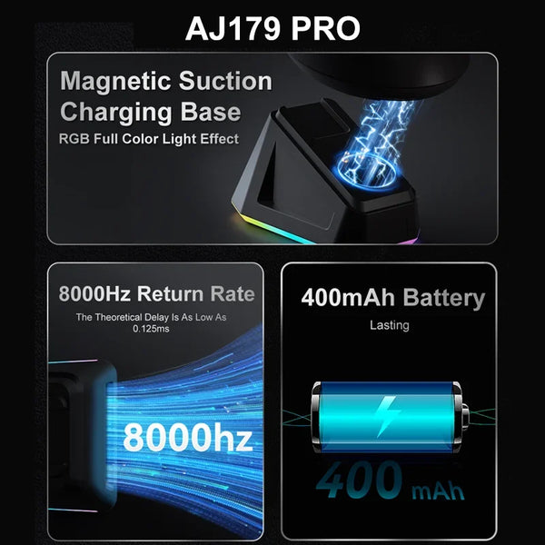 AJAZZ AJ179 PRO PAW3395 8K Wireless Gaming Mouse with RGB Charging Base ...