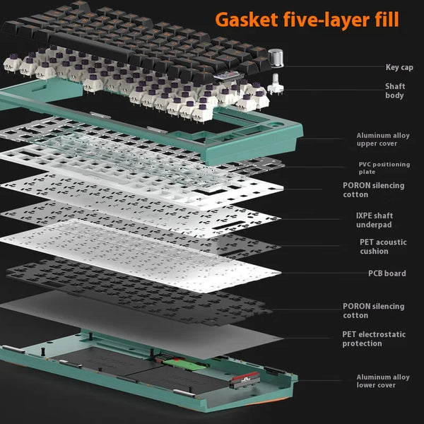 Hyeku Z2pro Wireless Mechanical Keyboard Aluminium Alloy Three-Mode ...