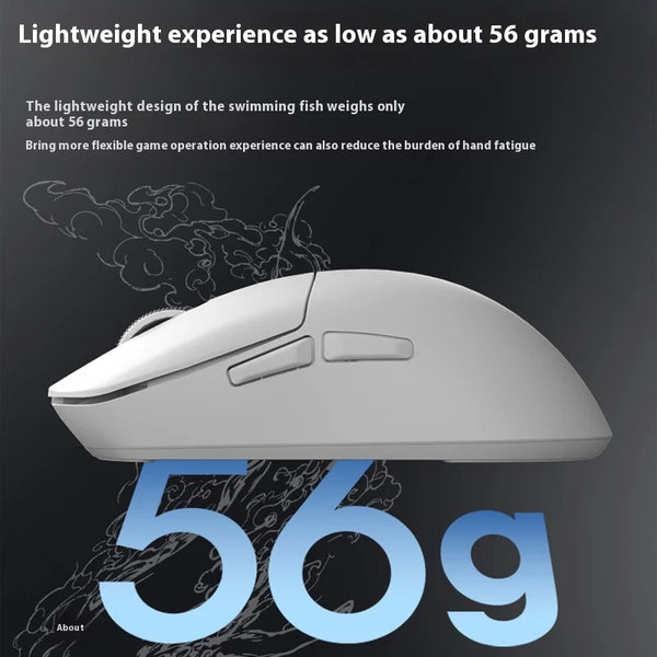 SKN SWIM FISH Pro Mouse Tri-Mode PAW3950 Dual 8K Bluetooth 2.4G Long ...