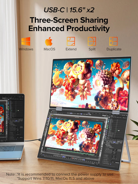 UPERFECT UStation Δ 15.6" Folding Monitor Dual Portable Display Bult ...